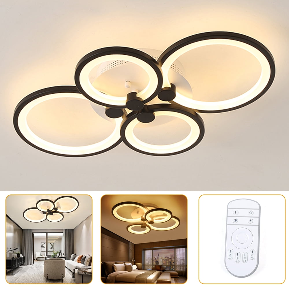 Modern Ceiling Light Dimmable LED Chandelier Flush Mount Ceiling Lights, Remote Control Acrylic ...