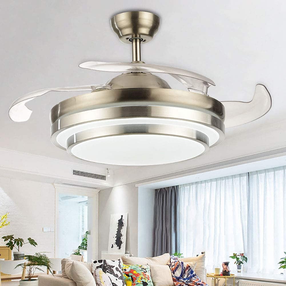 Modern Ceiling Light with Fan Remote Control Retractable Blades 3 Color ...