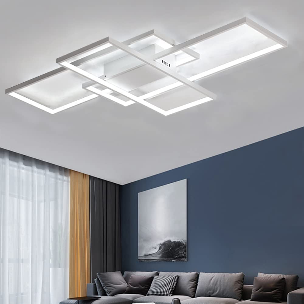 Modern Ceiling Light Fixture, LED Acrylic Lamps with 3 Squares, 80W ...