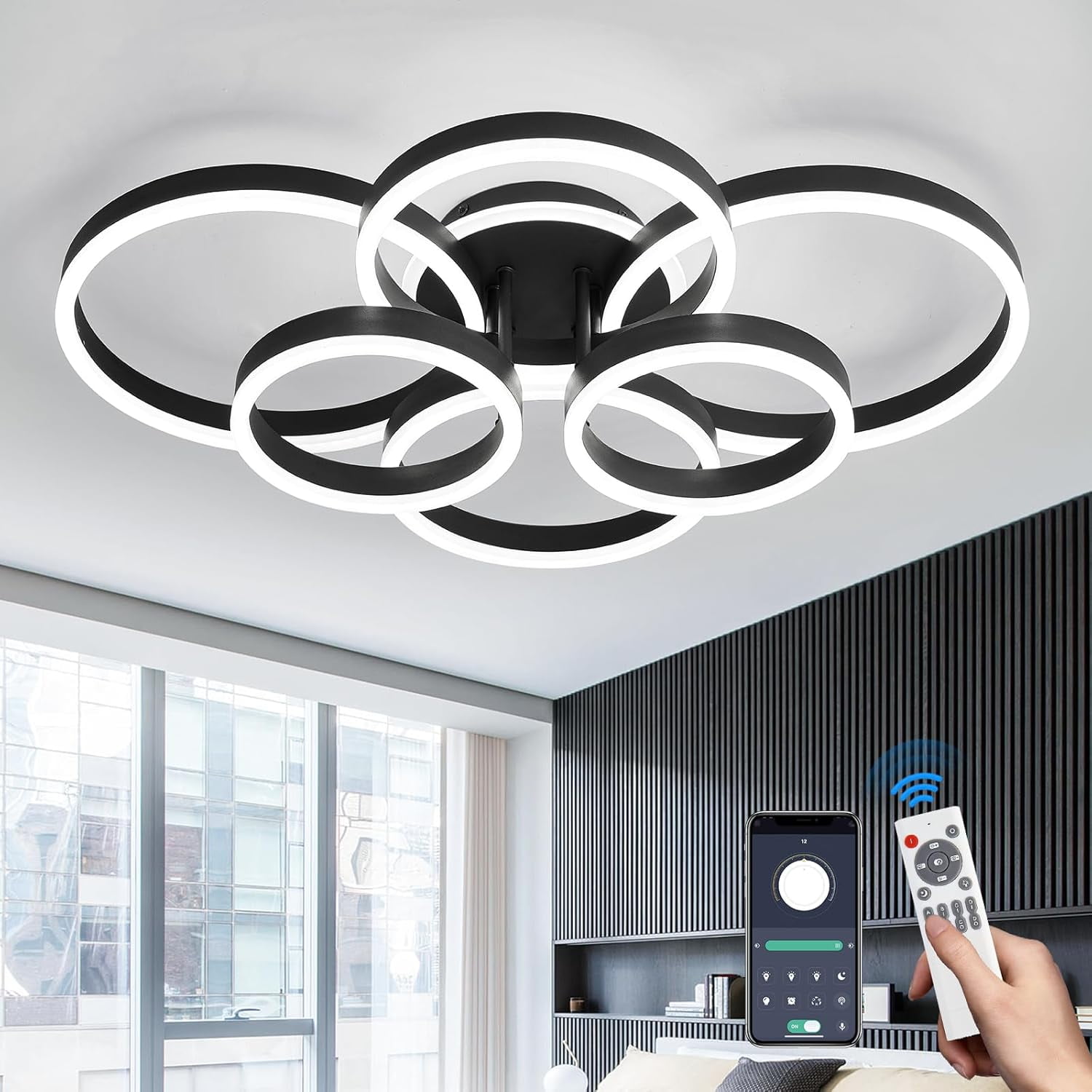 Modern Ceiling Light Fixture LED Dimmable Ceiling Light with Remote ...
