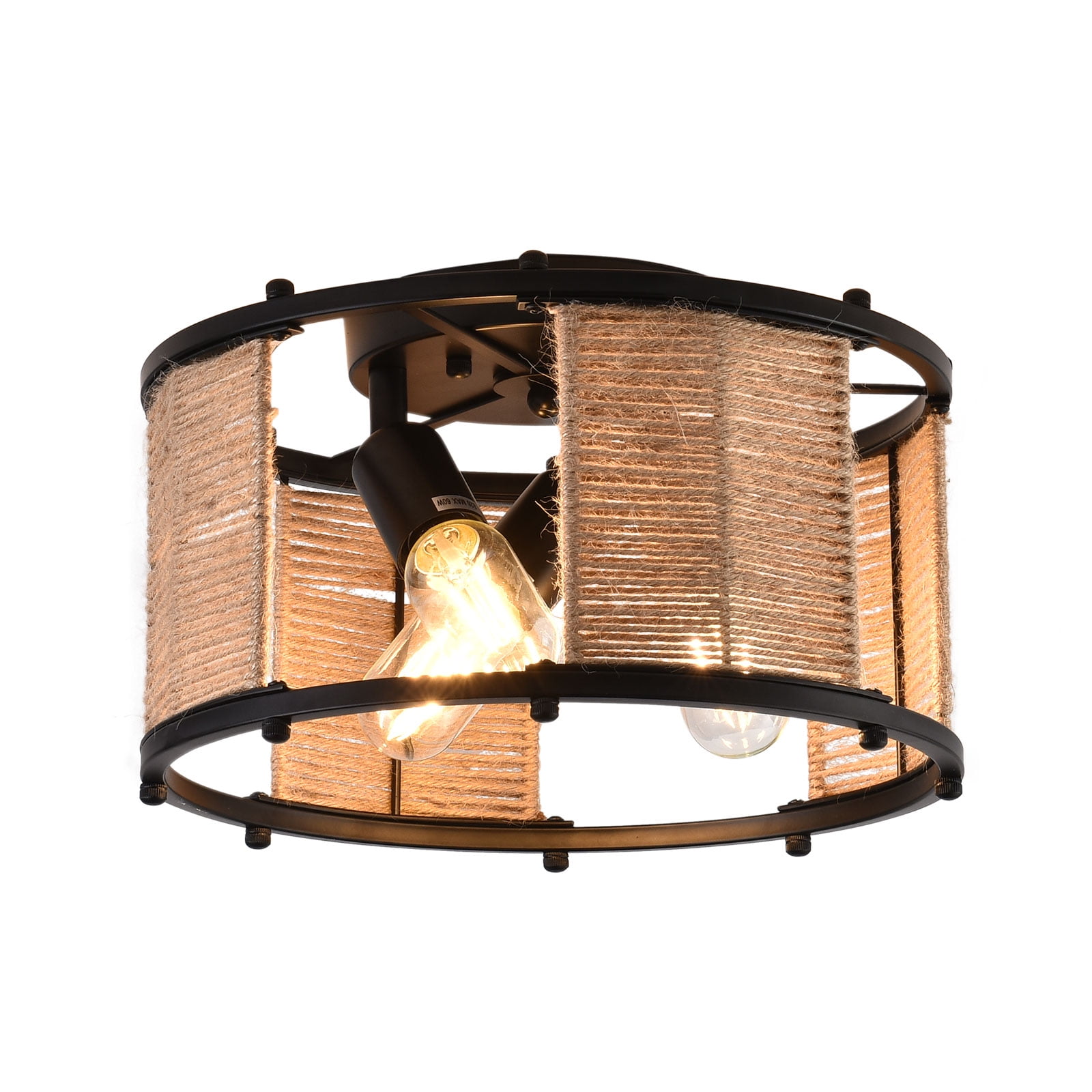 Modern Ceiling Light Woven Rattan Flush Mount Ceiling Light, Farmhouse ...