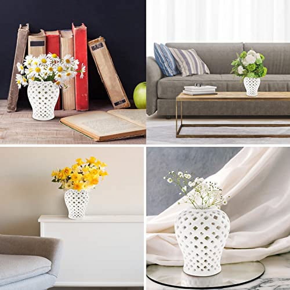 Modern Ceramic Hollow Out Ginger Jar Storage Jar Bud Vase Floral ...
