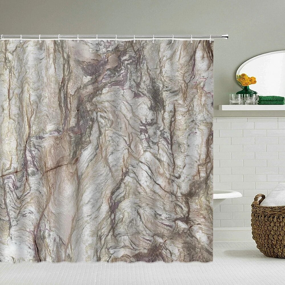 Modern Ceramic Tile Pattern Waterproof Bath Curtains Bathroom Shower