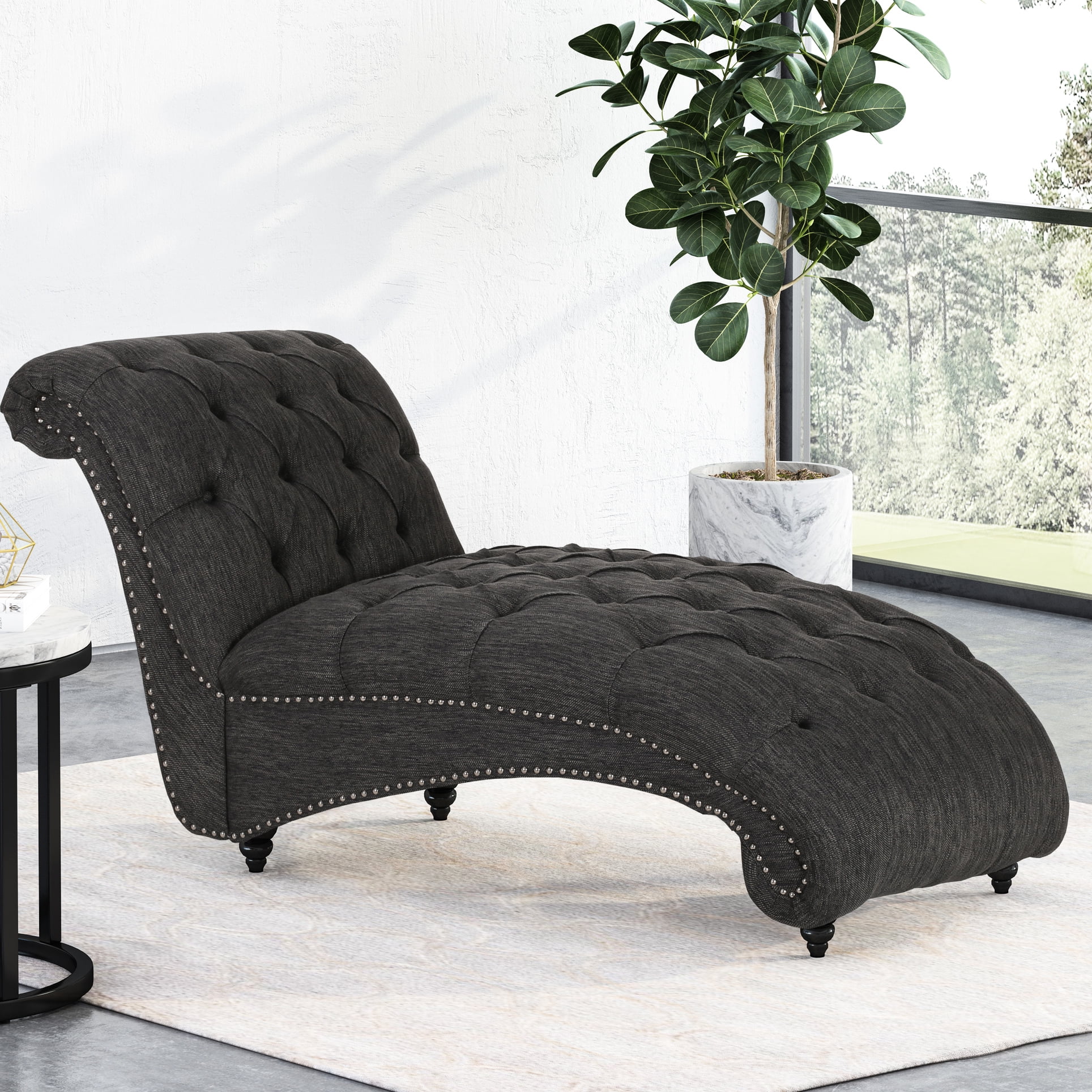 Modern Chaise Lounge, Button And Diamond Stitched, Curvy Design For ...