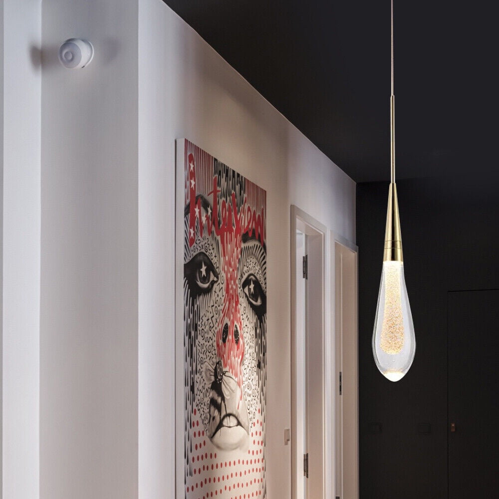 Modern Chandelier Crystal Glass LED Ceiling Light Fixture Rain Drop ...