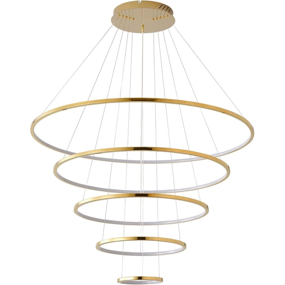 Modern Chandelier, Dimmable 5 Rings Chandelier Light Fixture Luxury Big ...