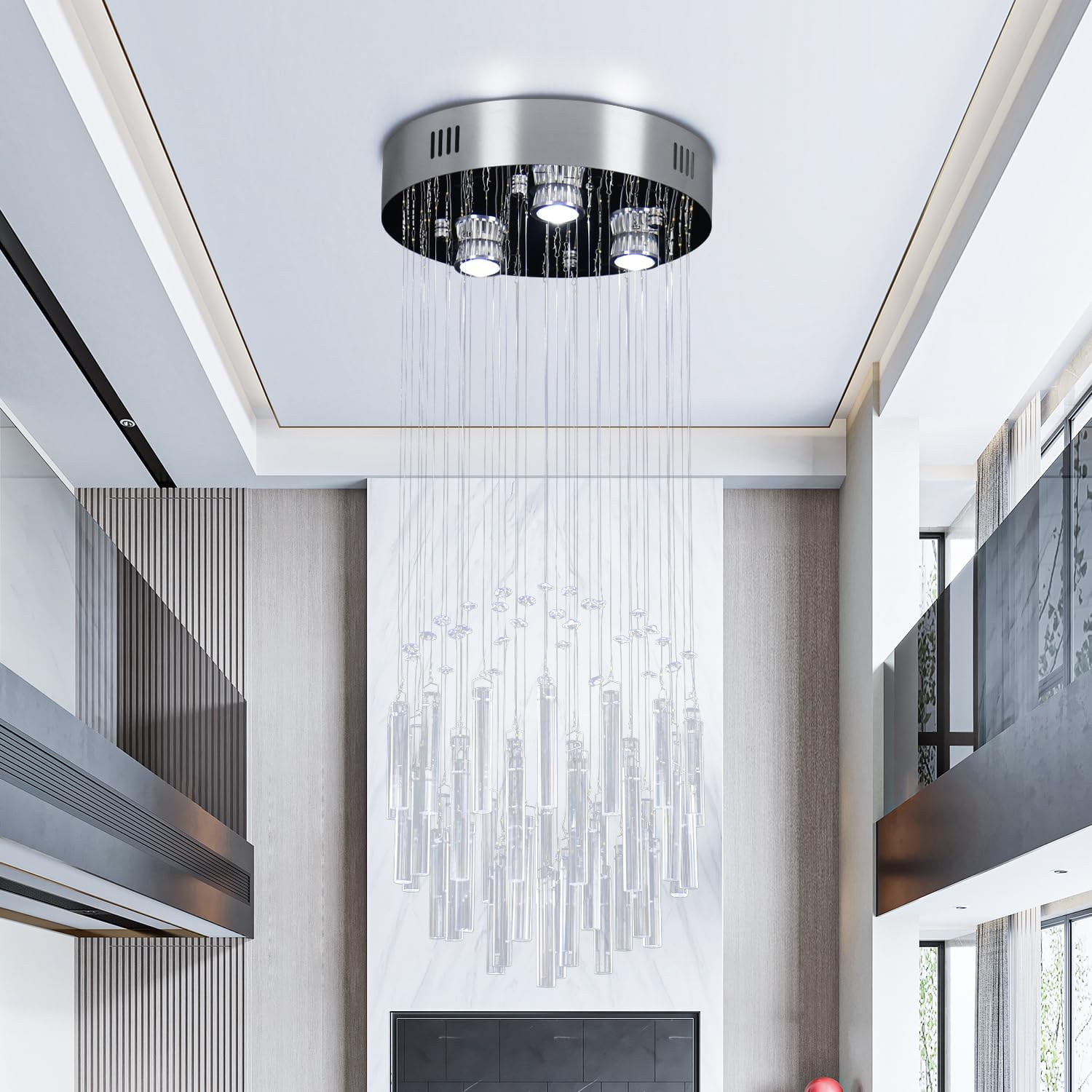 Modern Chandelier Raindrop K9 Crystal Chandeliers Lighting Flush Mount LED Ceiling Light Fixture ...
