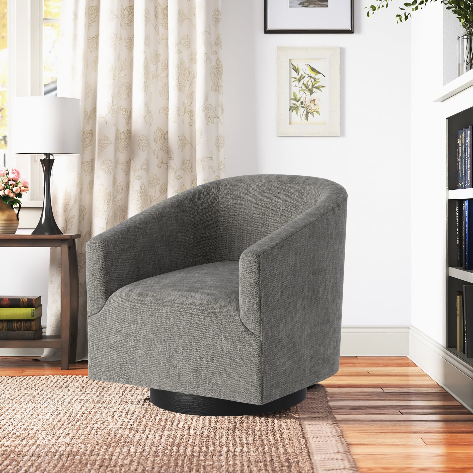 Modern Charcoal Swivel Recliner Chair - 31" Package Depth Solid Wood ...
