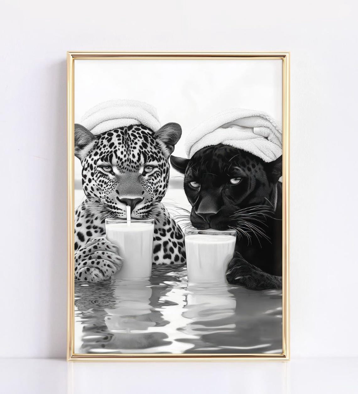 Modern Cheetah And Jaguar Cocktail Art, Black & White Fashion ...