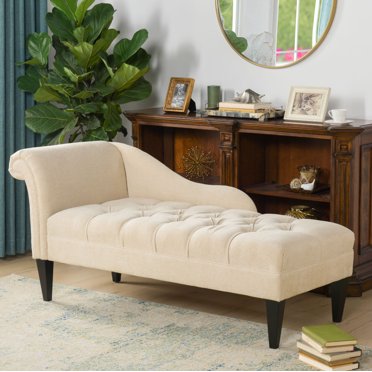 GDF Studio Lancer Mid Century Modern Fabric Tufted Chaise Lounge with ...