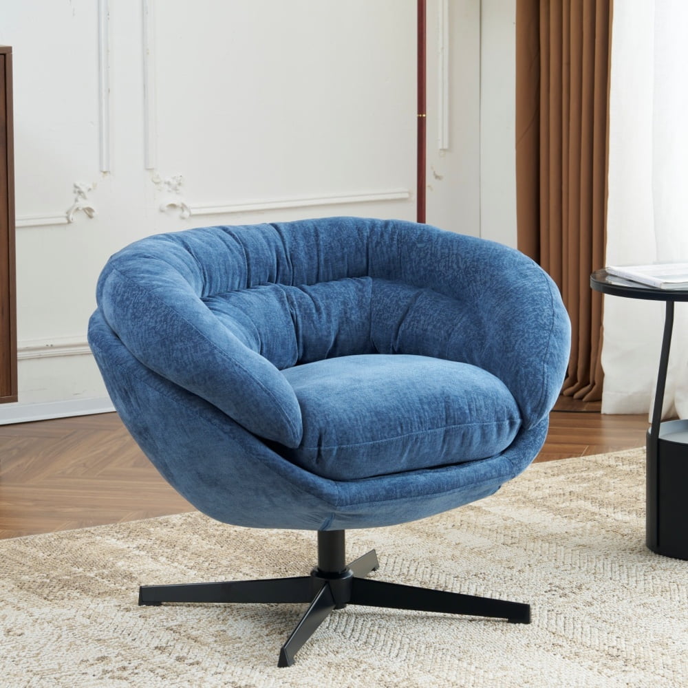 Modern Chenille Office Chair, 360° Swivel Club Chair/Accent Chair with ...