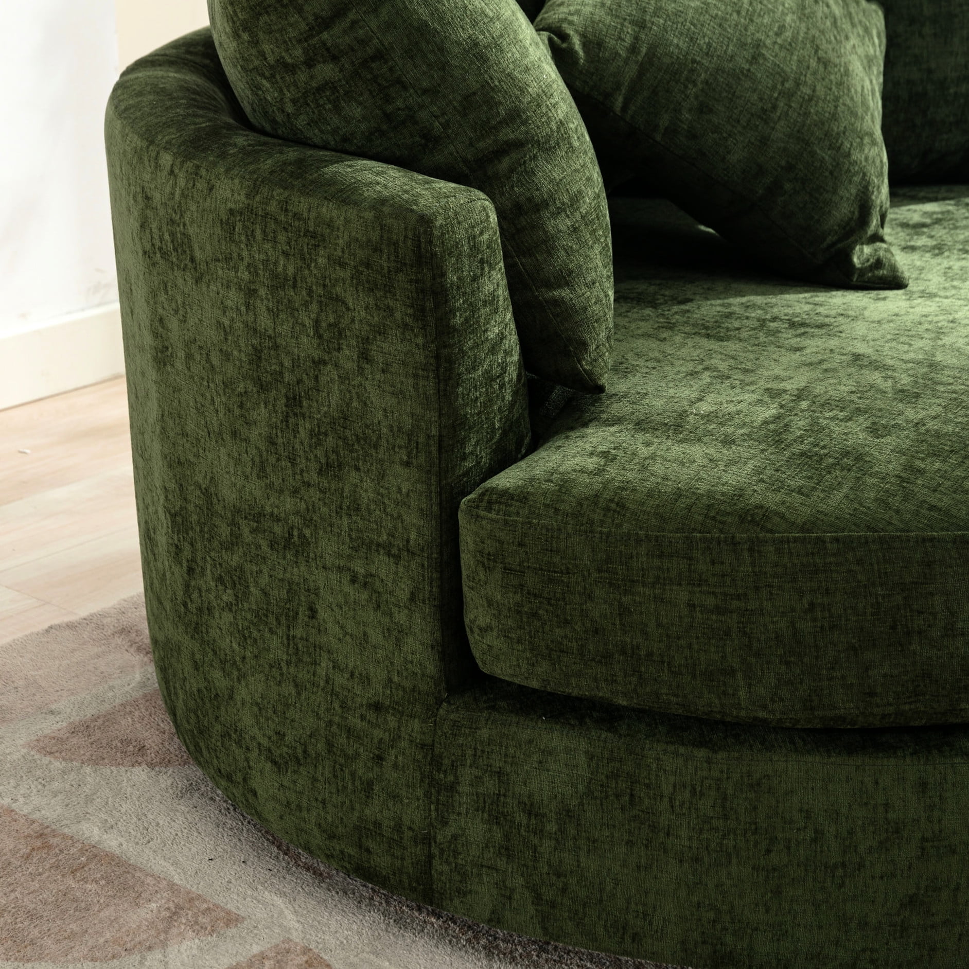 Modern Chenille Swivel Chair with Storage | 360° Ease of Use in Home ...