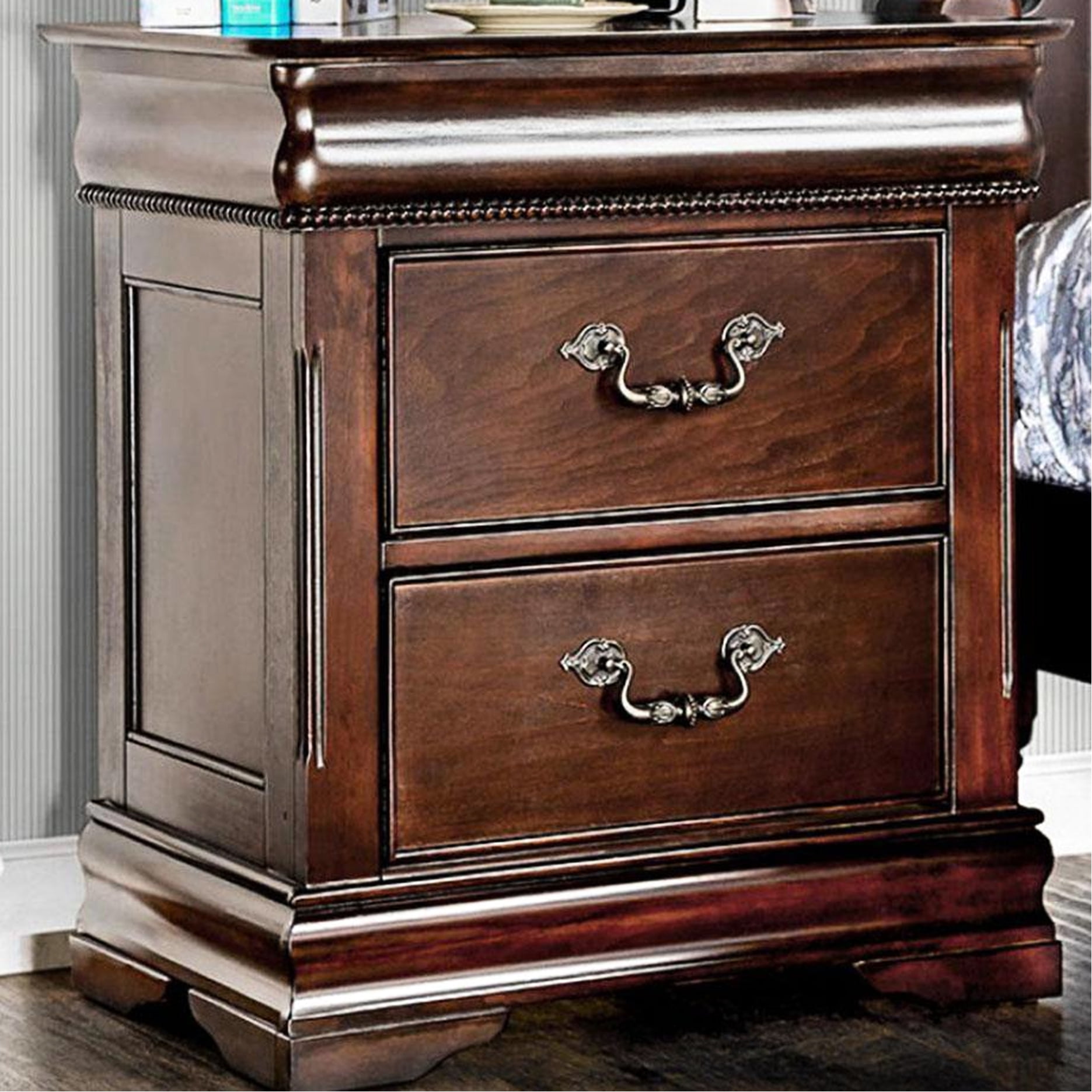 Modern Cherry Nightstand With Hidden Top Drawer And 2 Solid Wood ...