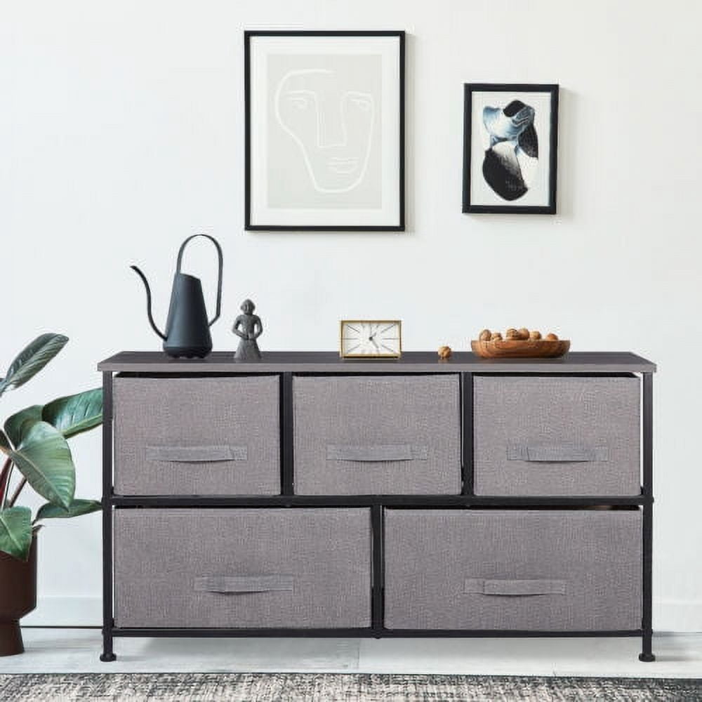 Modern Chest 5-Fabric Drawer Storage Spacious Closets Storage Cabinet ...