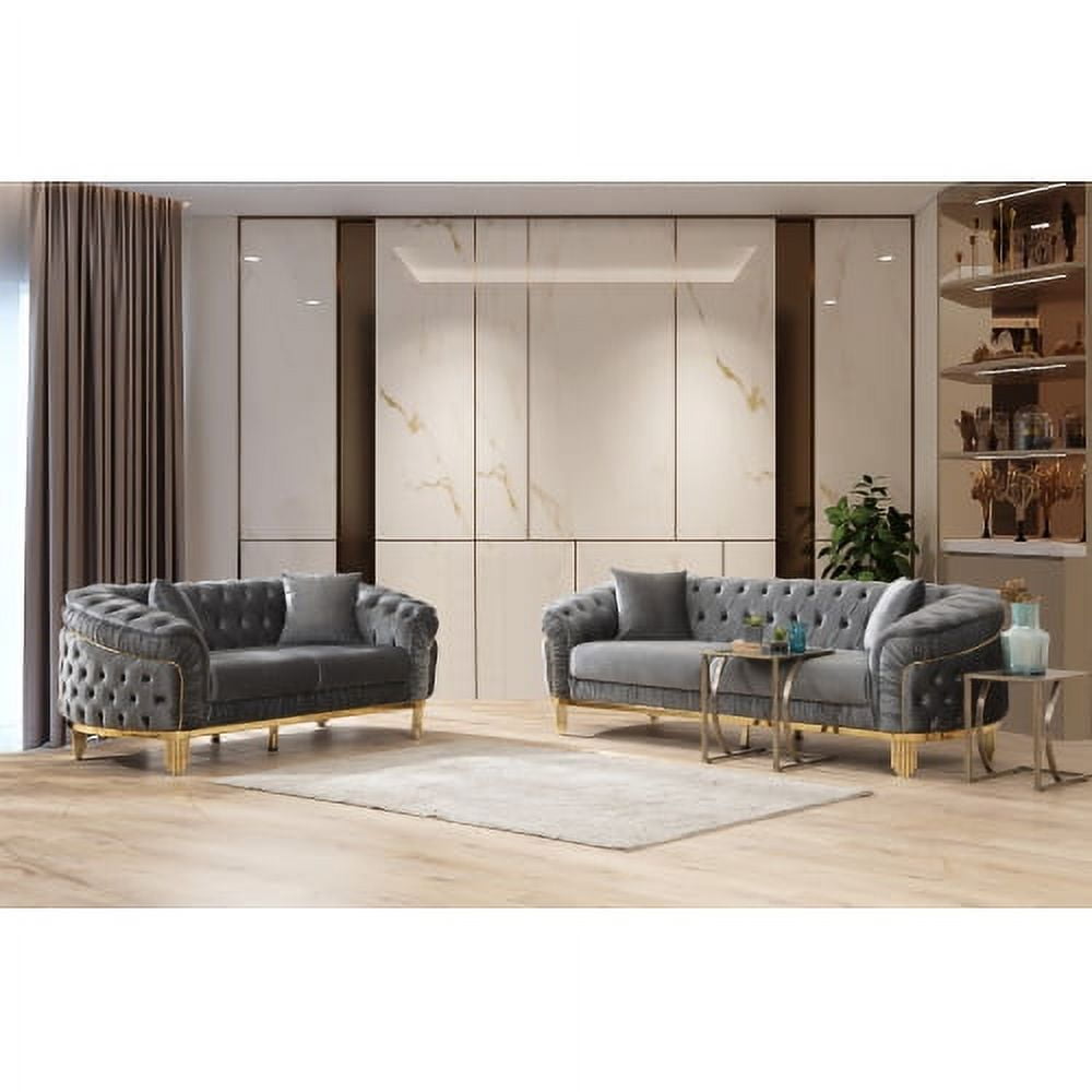 Modern Chesterfield Fabric sofa set, Deep Button Tufted Chesterfield ...