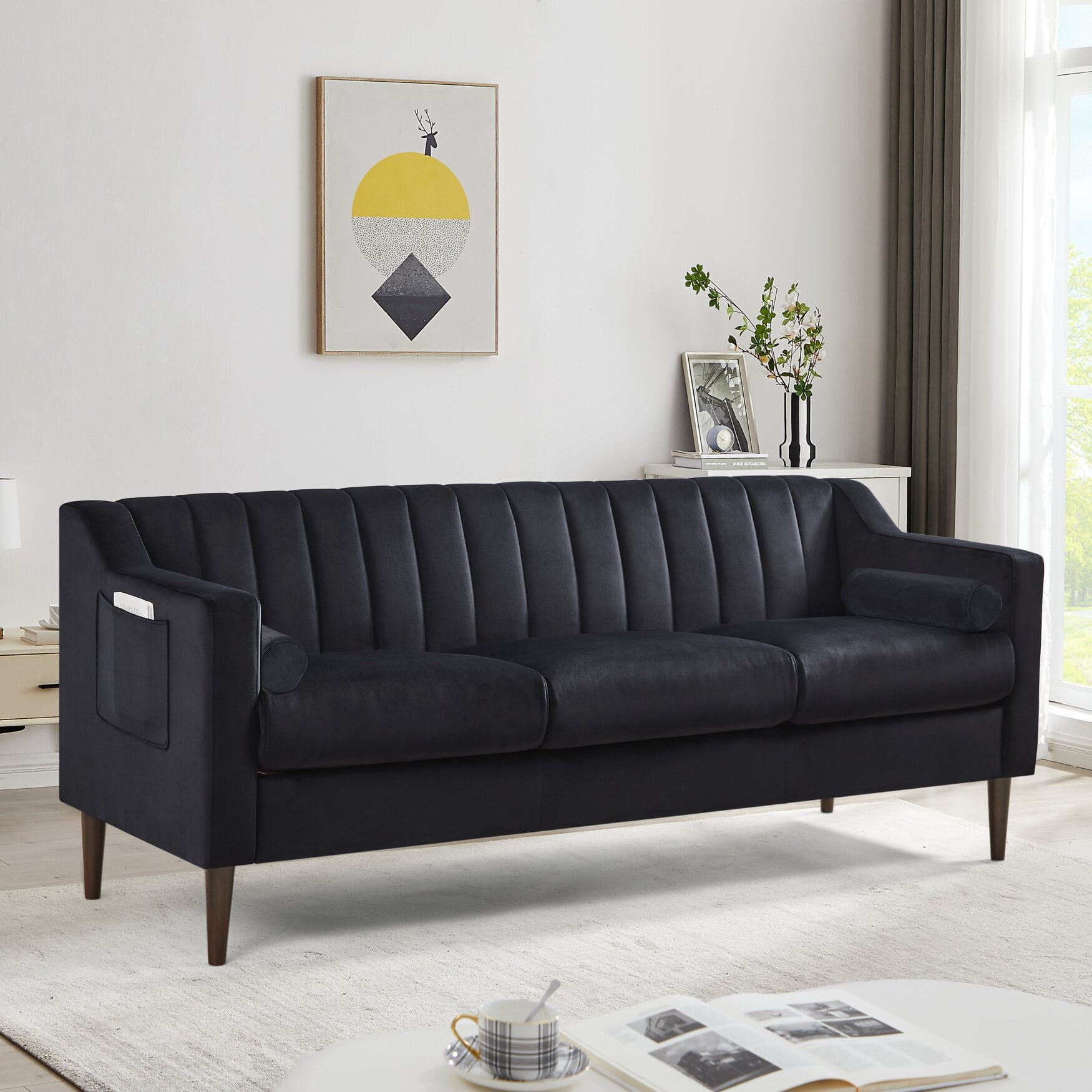Modern Chesterfield Sofa, 77.17" Comfy Upholstered Sofa Couch with ...