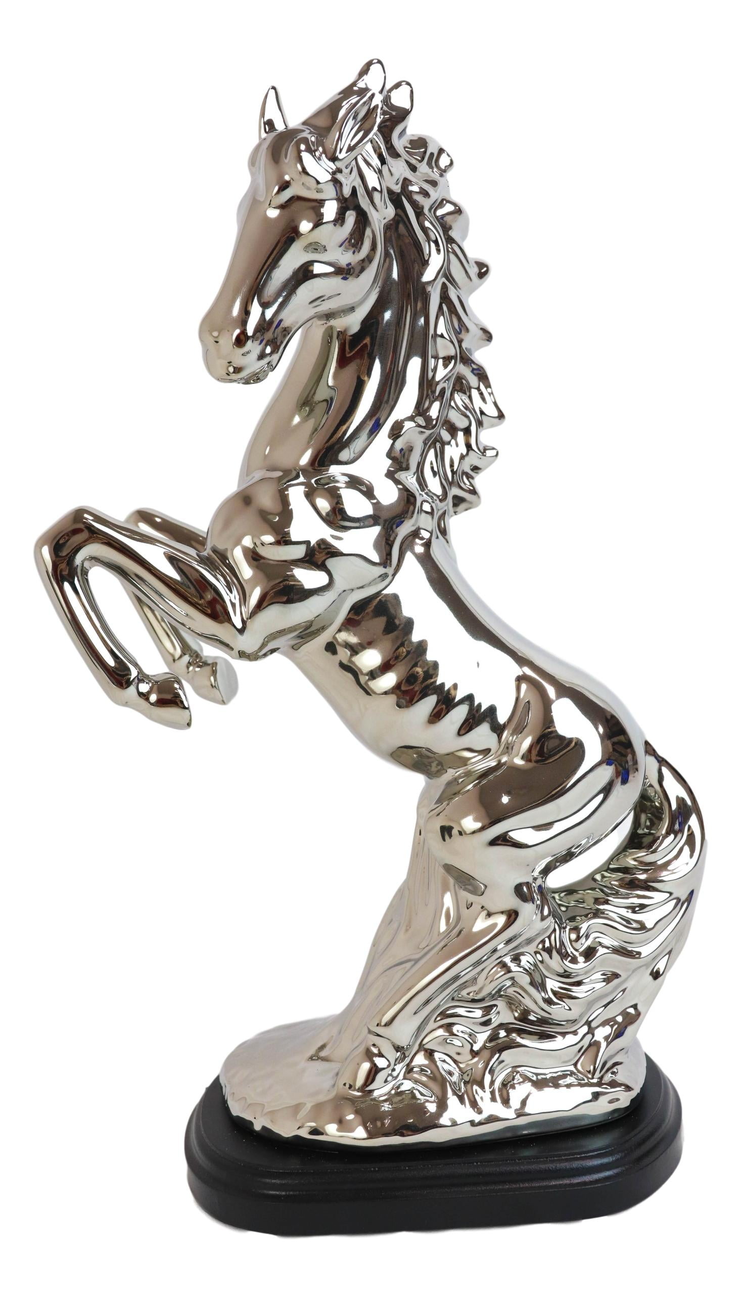 Modern Chic Silver Plated Ceramic Endor Rearing Prancing Equine Horse ...
