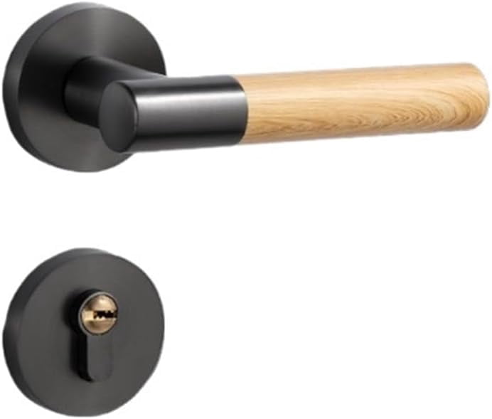 Modern Chinese Door Lock Solid Wood Door Handle Indoor Bedroom Walnut ...