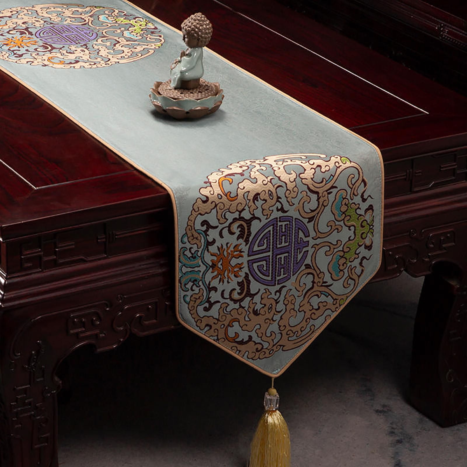 Modern Chinese Table Runners With Tassel, Embroidery Table Runner ...