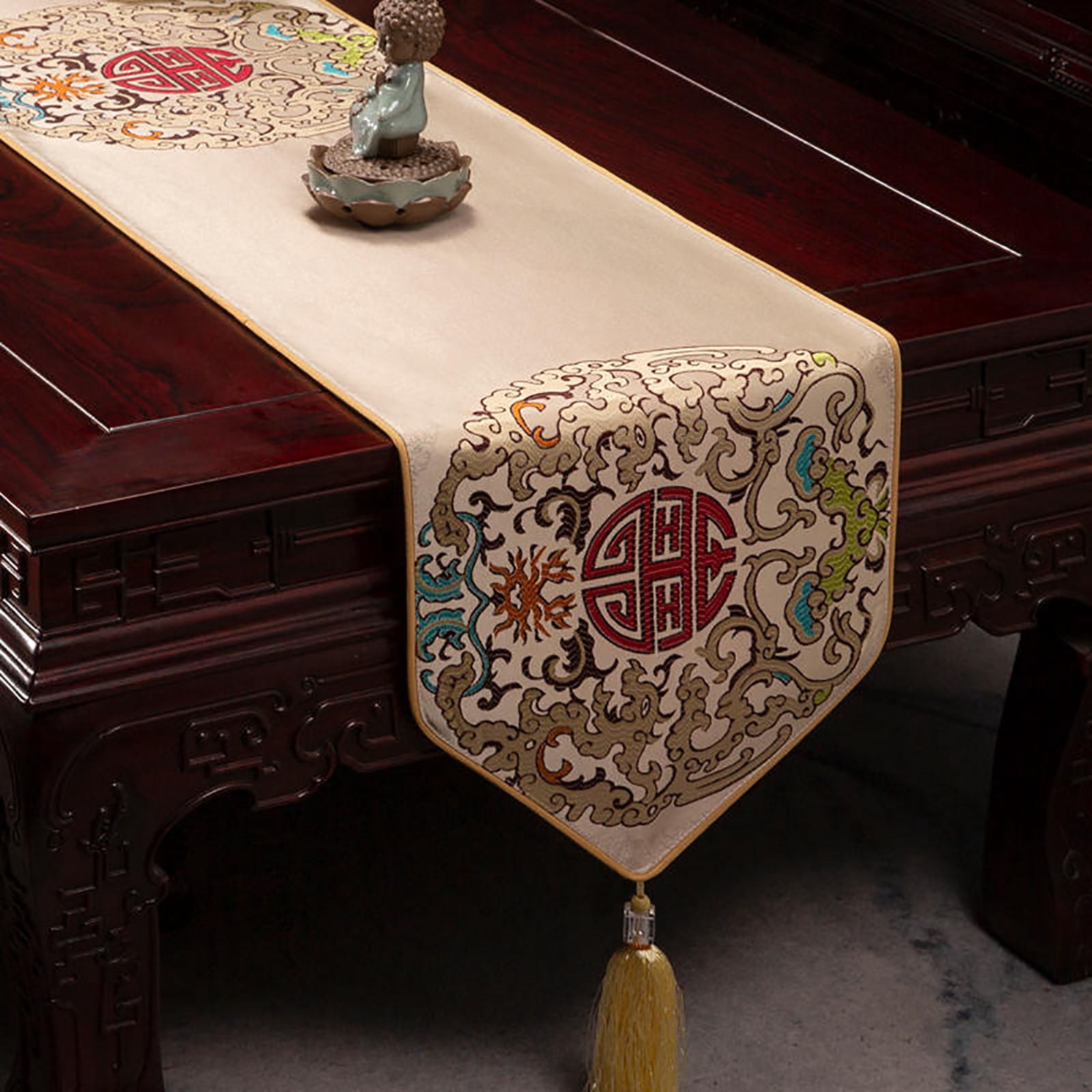 Modern Chinese Table Runners With Tassel, Embroidery Table Runner ...