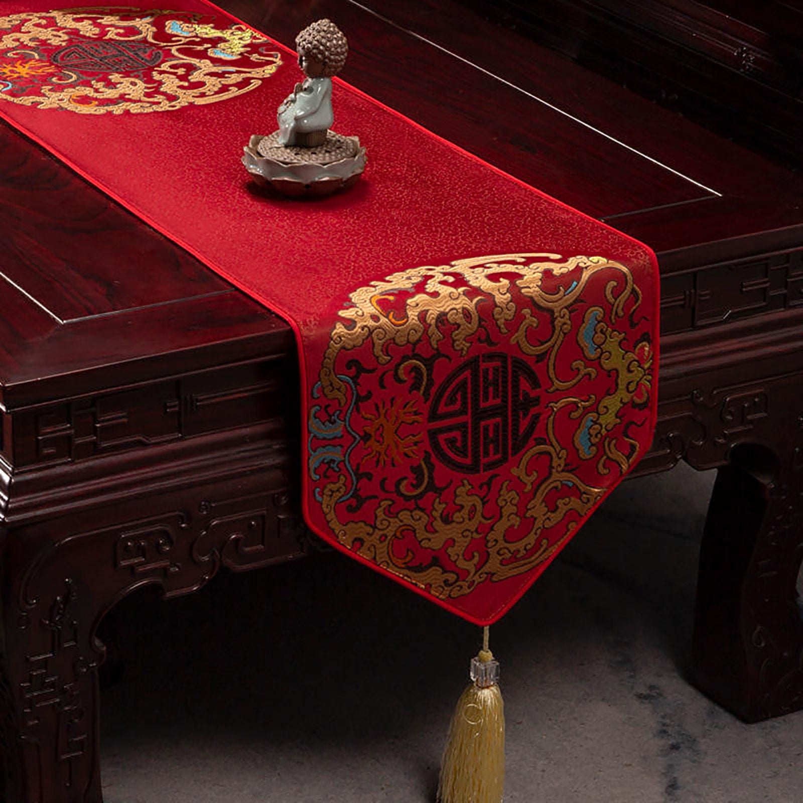 Modern Chinese Table Runners With Tassel, Embroidery Table Runner ...