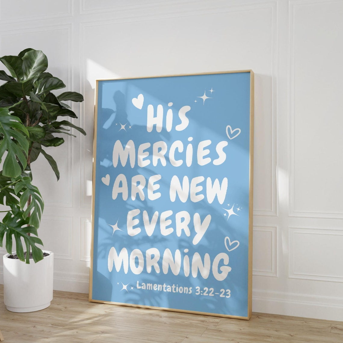 Modern Christian Art-Blue Scripture Wall Art-His Mercies Are New Every ...