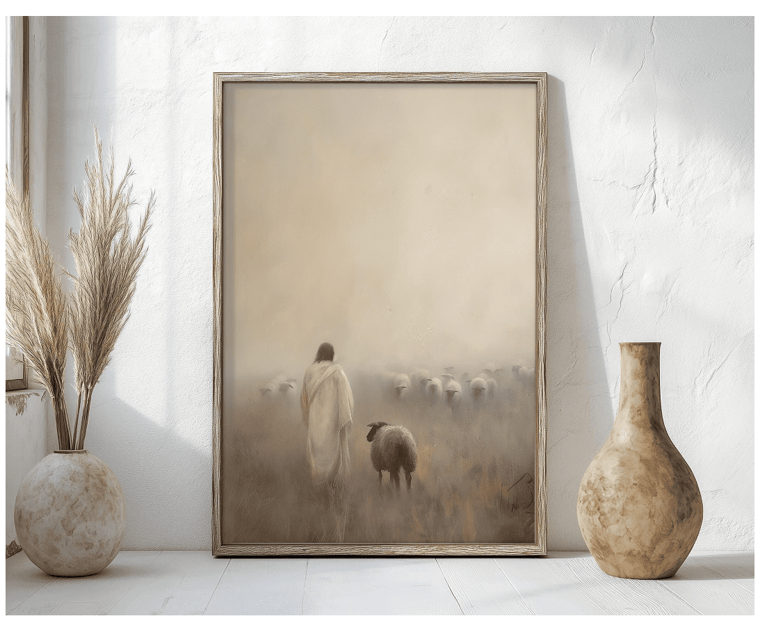 Modern Christian Art Jesus And Lamb Wall Art - Walmart.com