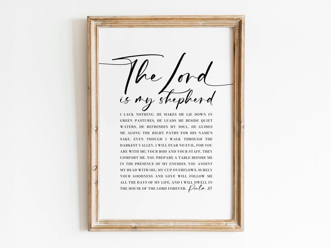 Modern Christian Home Decor, Psalm 23 Print, The Lord Is My Shepherd ...