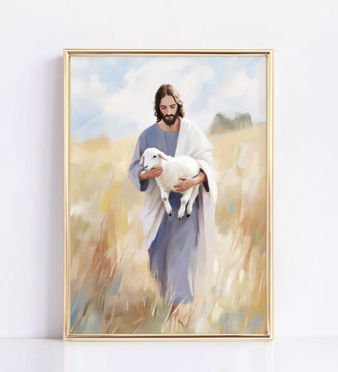 Modern Christian Wall Art, Jesus The Good Shepherd Poster, Floral Bible ...