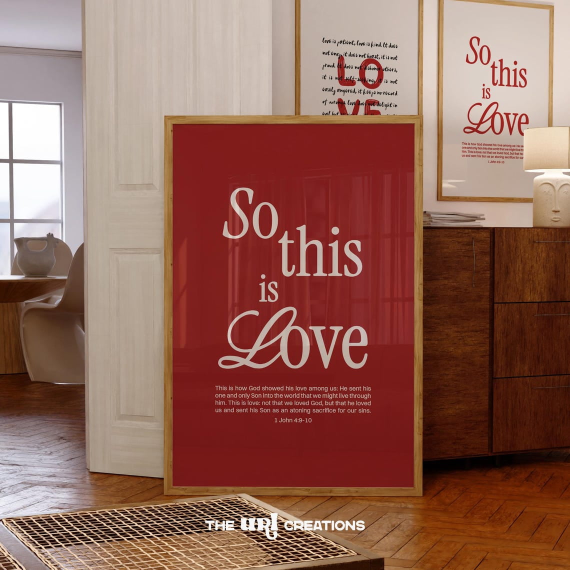 Modern Christian Wall Art Red, Minimalist Bible Verse Poster, So This ...