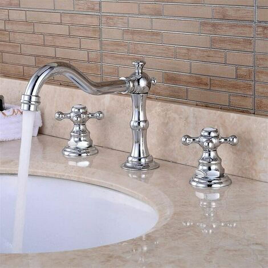 Modern Chrome Plated Copper Cross Faucet Silver Cross 3-Hole 360 ...