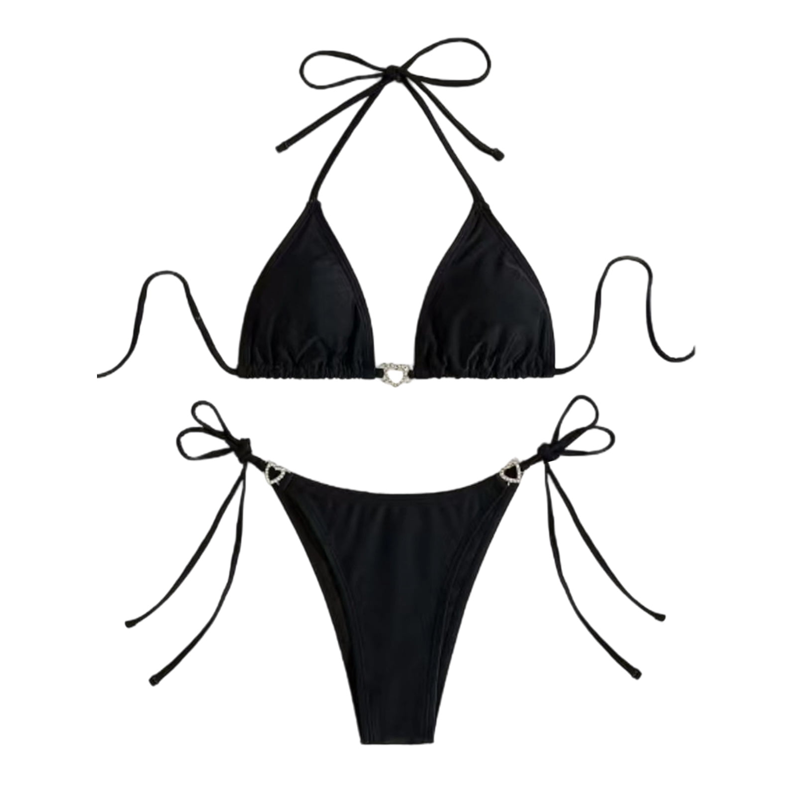 Modern Circlet Accented Tankini Set Split Swimsuit Adjustable Side Tied ...