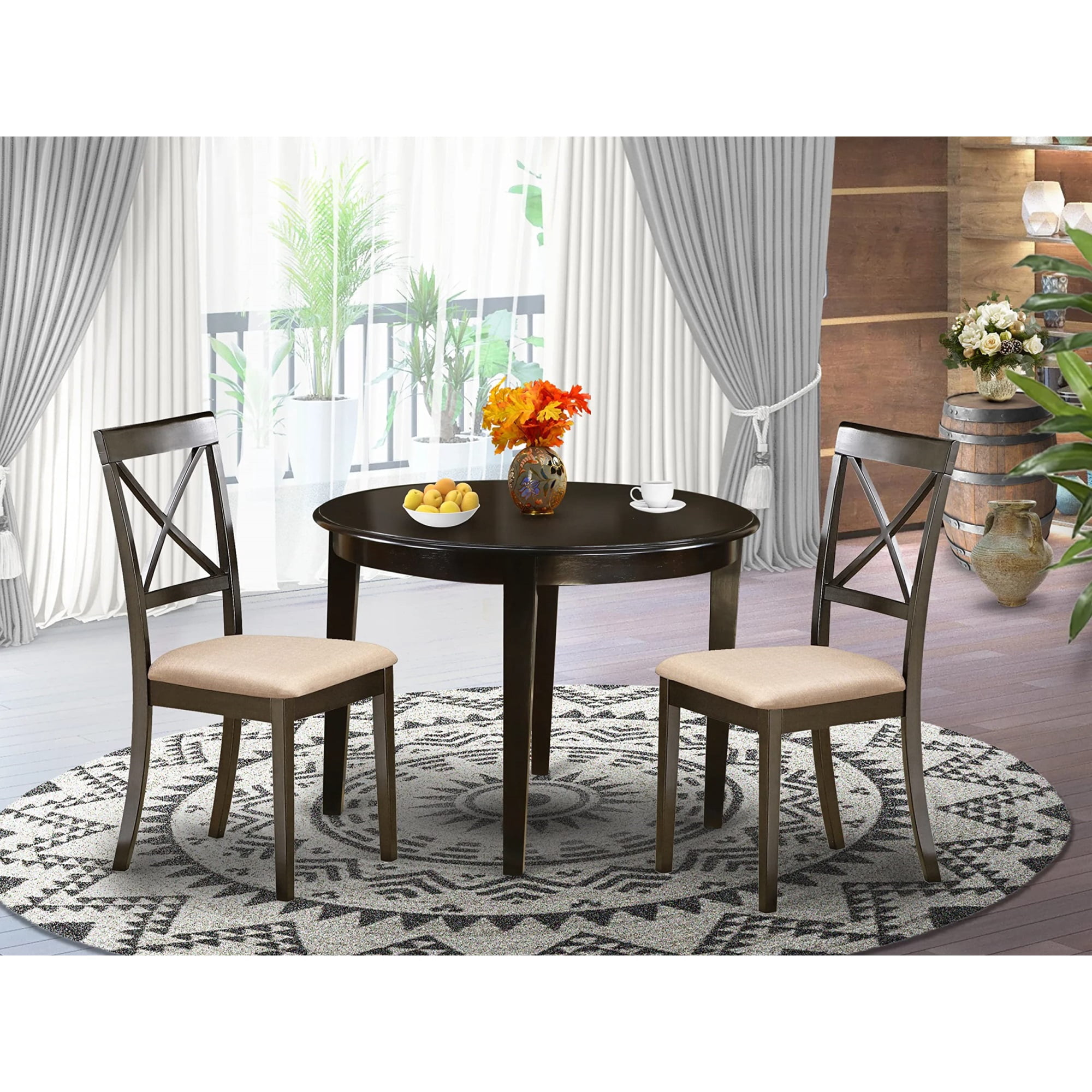Modern Circular Dinette Table Set with X Back Chairs - Durable Asian ...