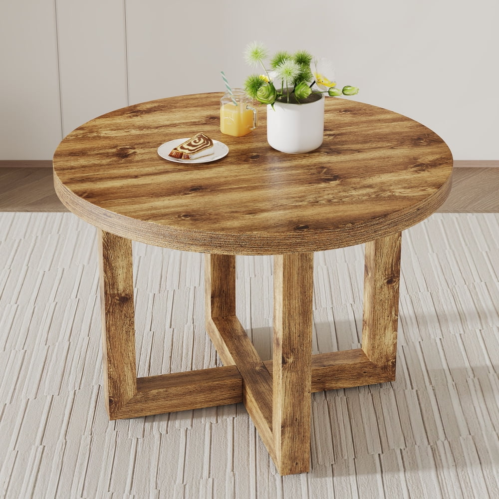 Modern Circular Dining Table, 42'' Diameter Center Table with Four Log ...
