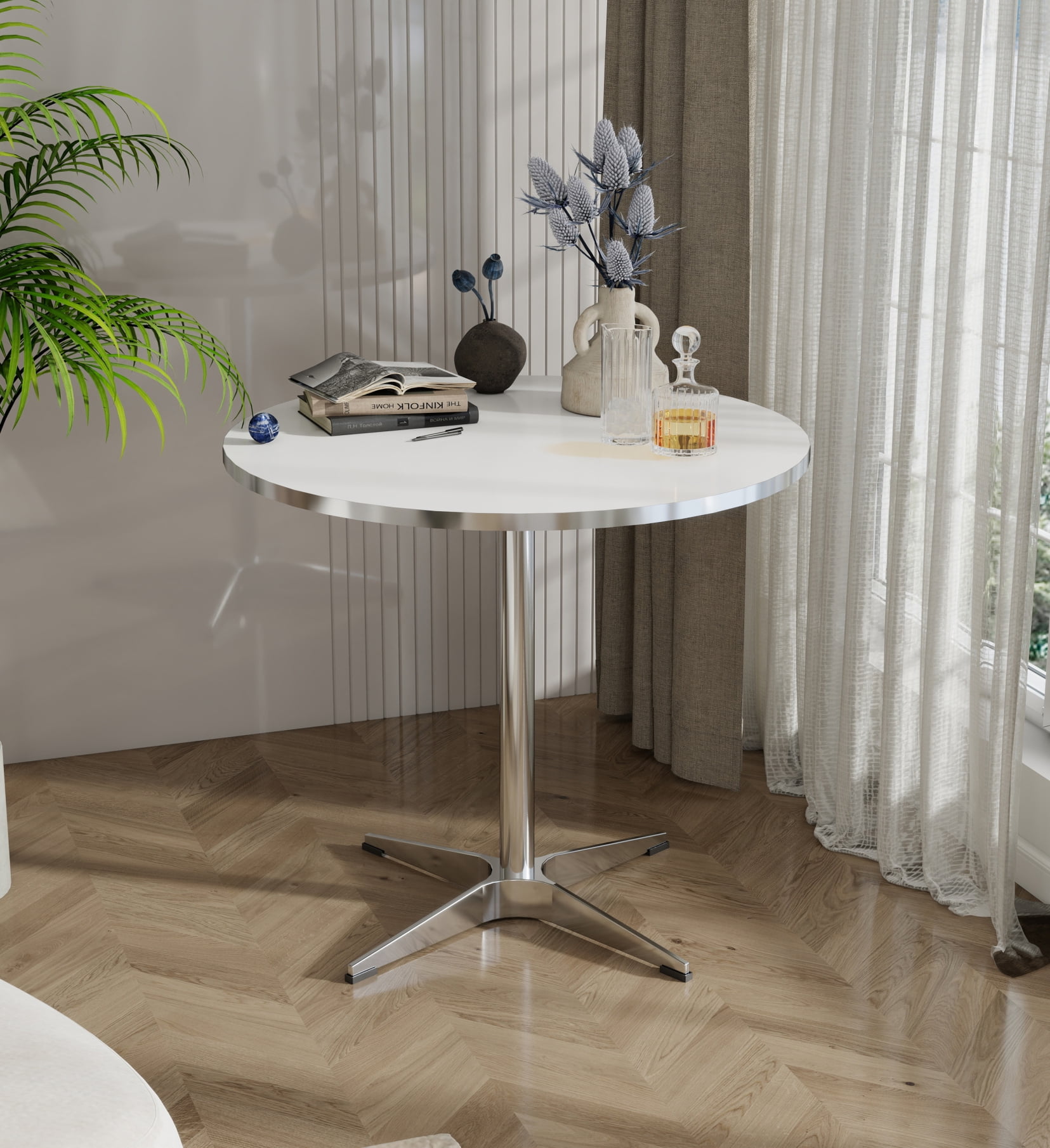 Modern Circular Dining Table, Multi-Purpose Tea & Kitchen Table ...
