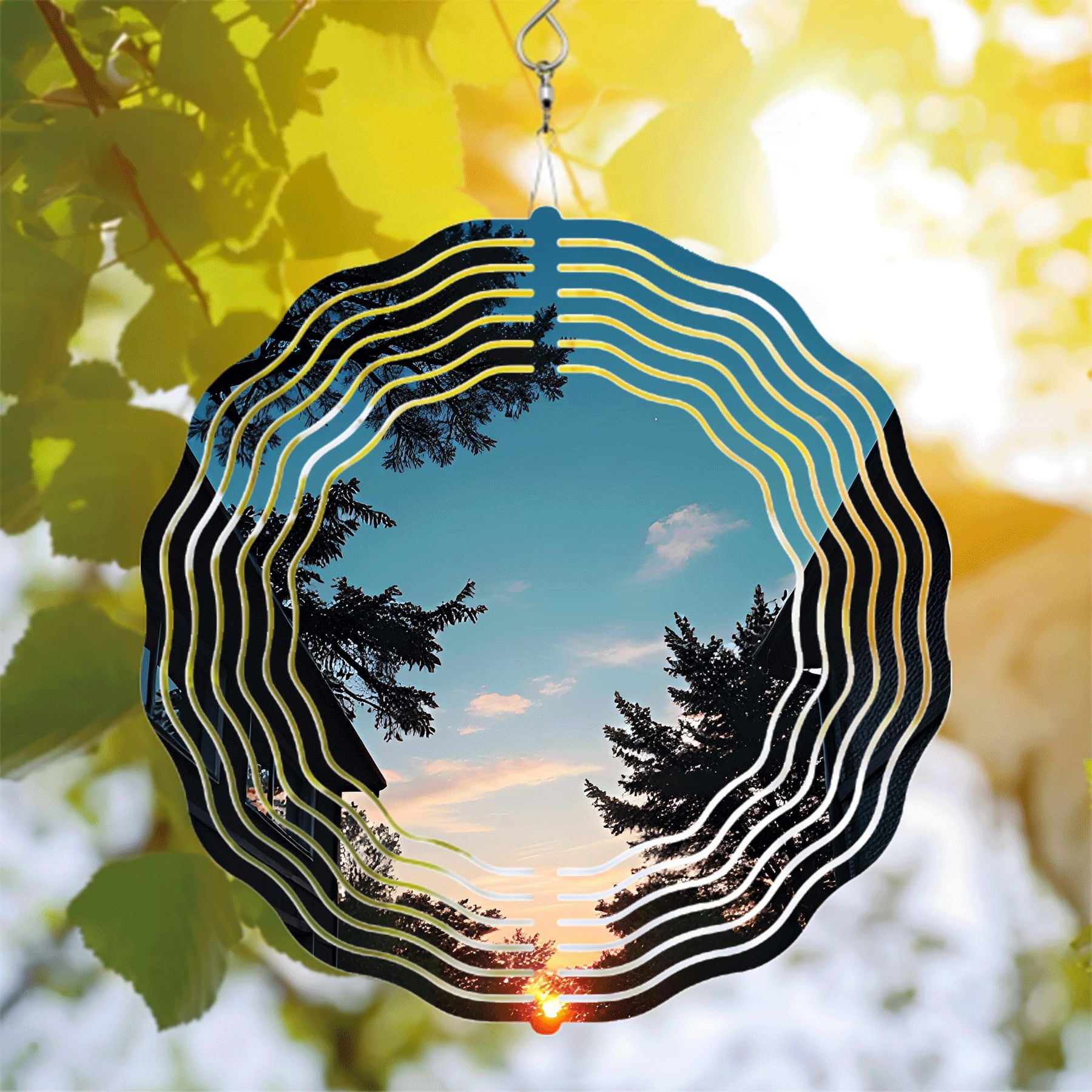 Modern Circular Metal Wind Spinner with Abstract Layered Design ...