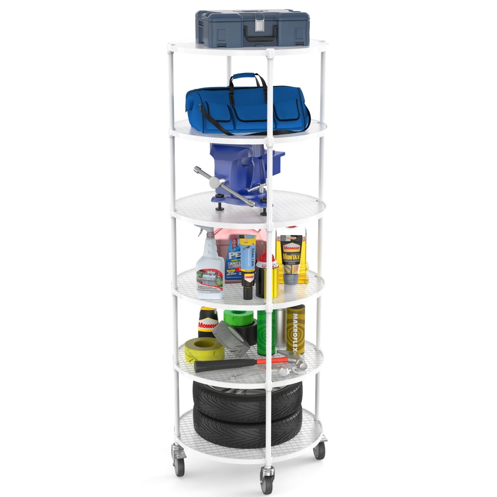 Modern Circular Storage Shelf - Sleek Steel Frame with Multiple Tiers ...