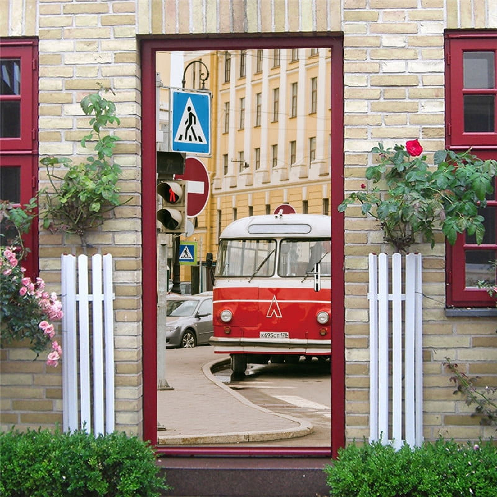 Modern City Building Door Mural Home Decor 3D Print Furniture Wall ...