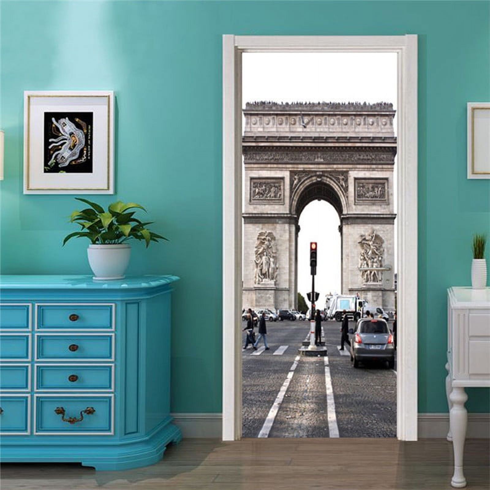 Modern City Building Door Mural Home Decor 3D Print Furniture Wall ...