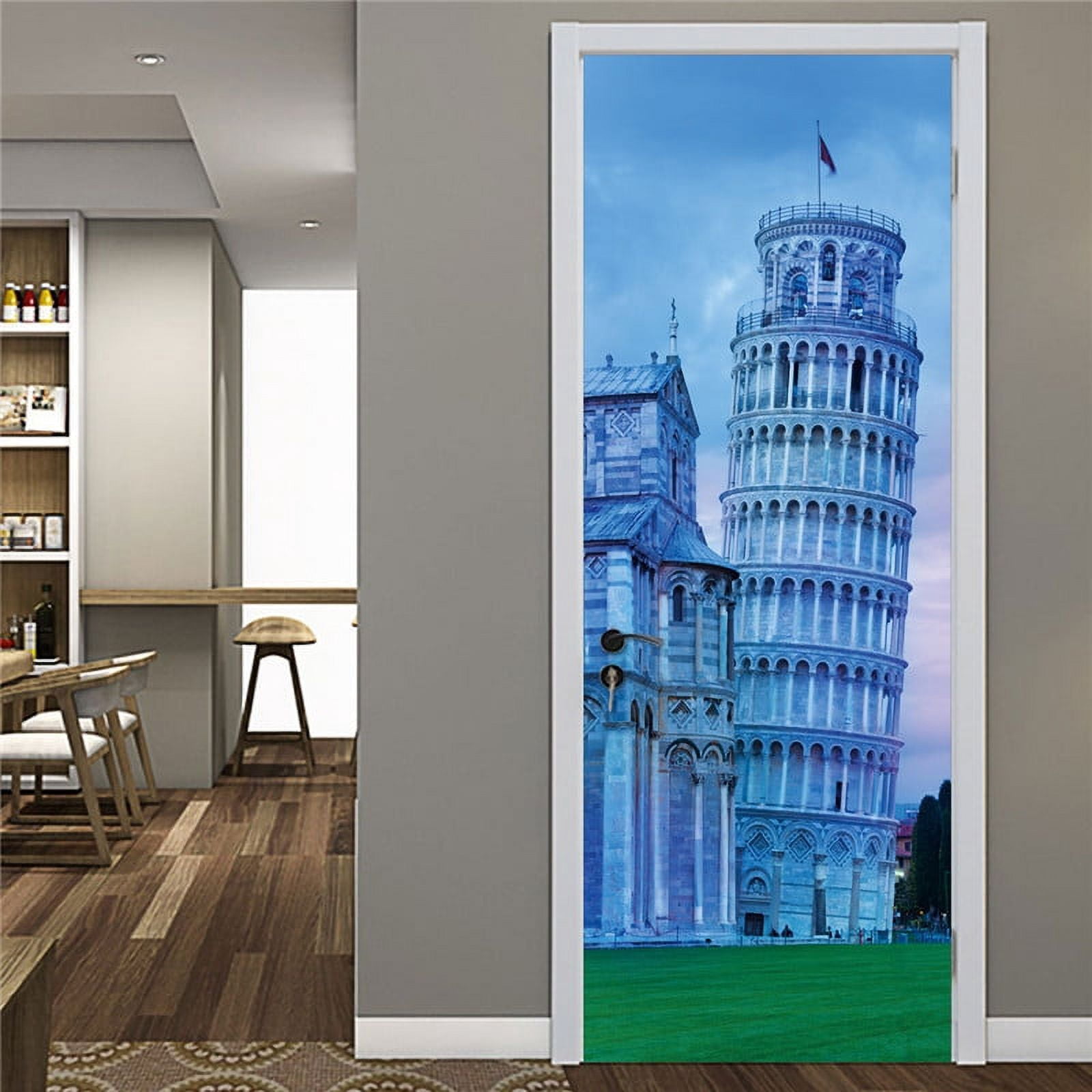 Modern City Building Door Mural Home Decor 3D Print Furniture Wall ...