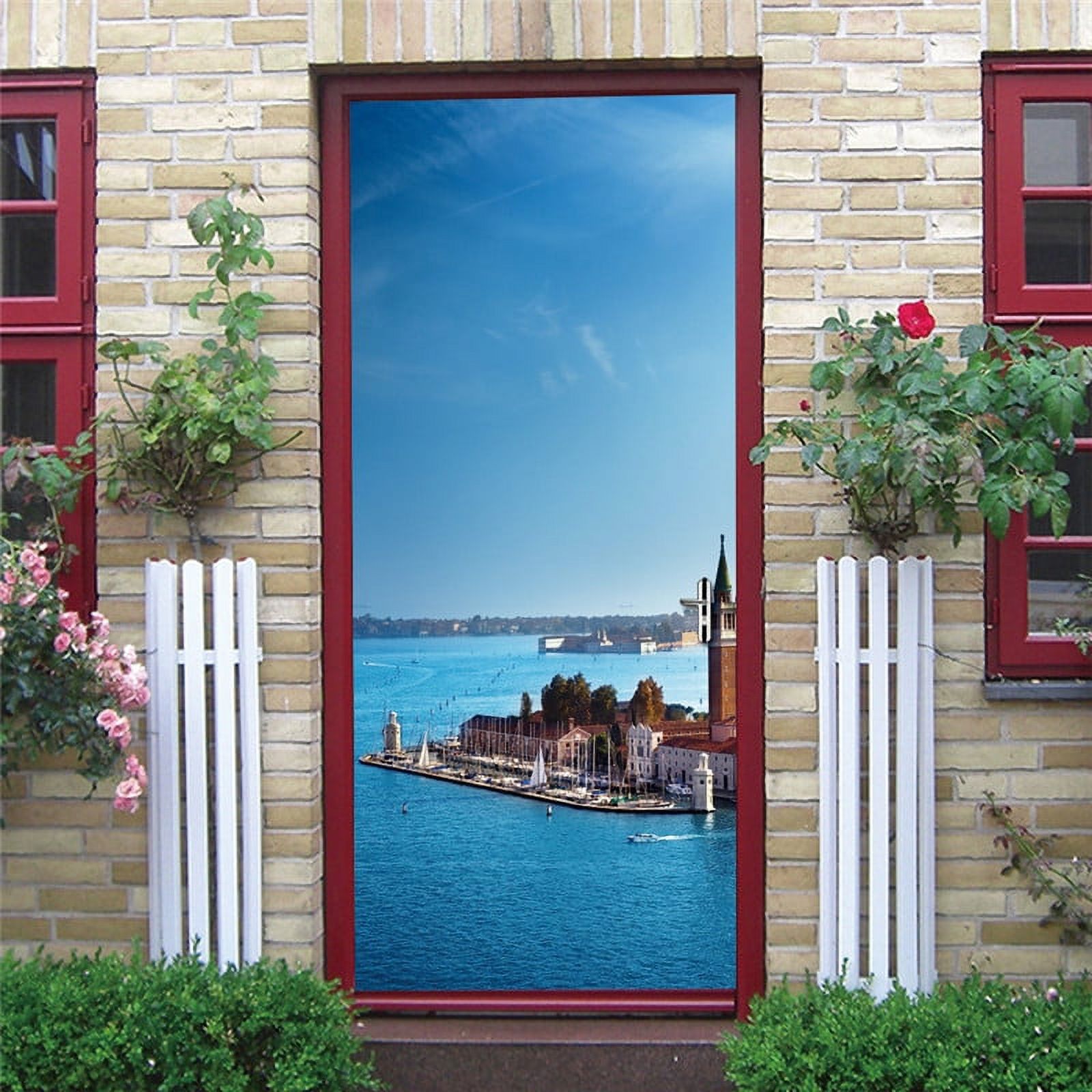 Modern City Building Door Mural Home Decor 3D Print Furniture Wall ...