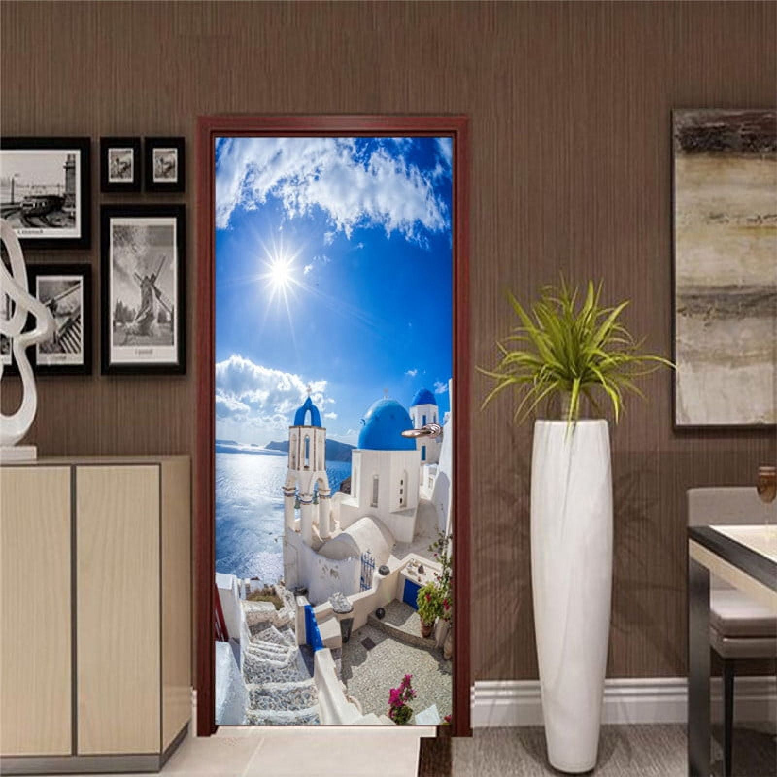 Modern City Building Door Mural Home Decor 3D Print Furniture Wall ...