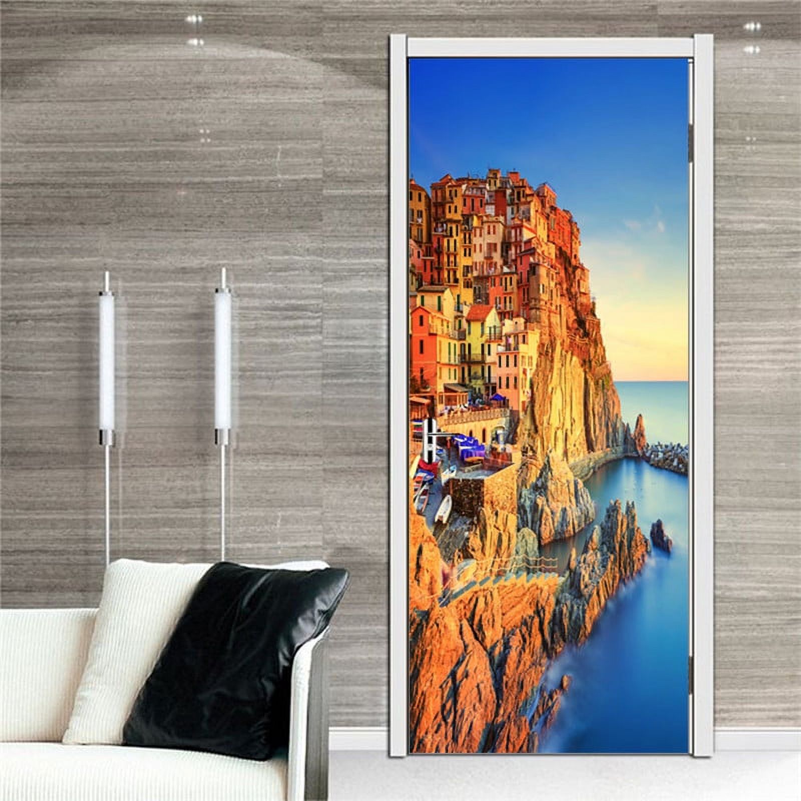 Modern City Building Door Mural Home Decor 3D Print Furniture Wall ...