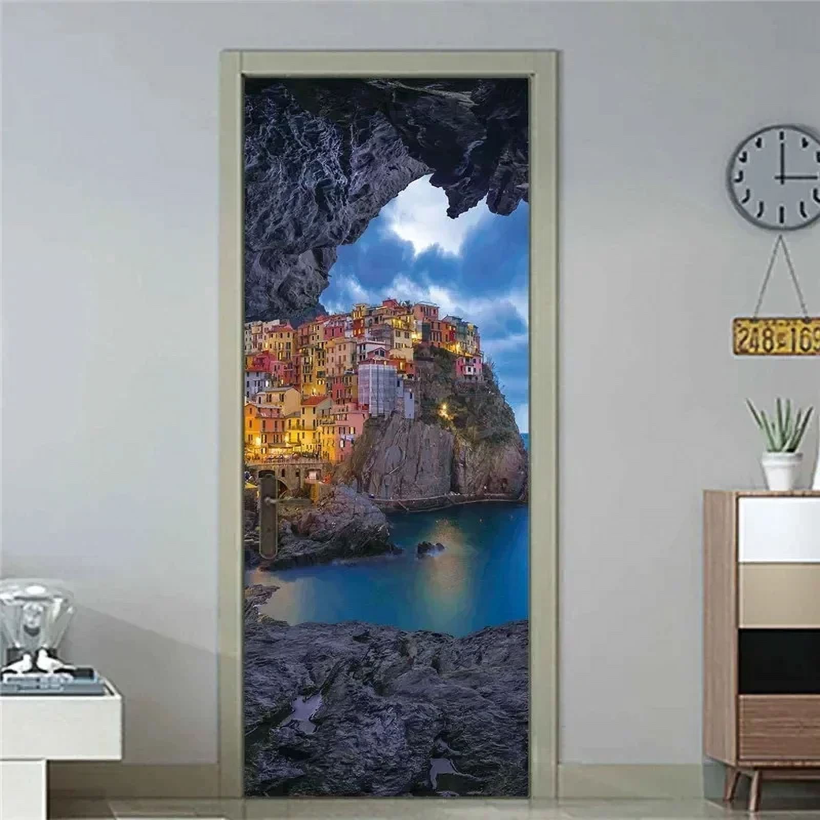 Modern City Building Door Sticker Mural Home Decor Furniture Wall ...