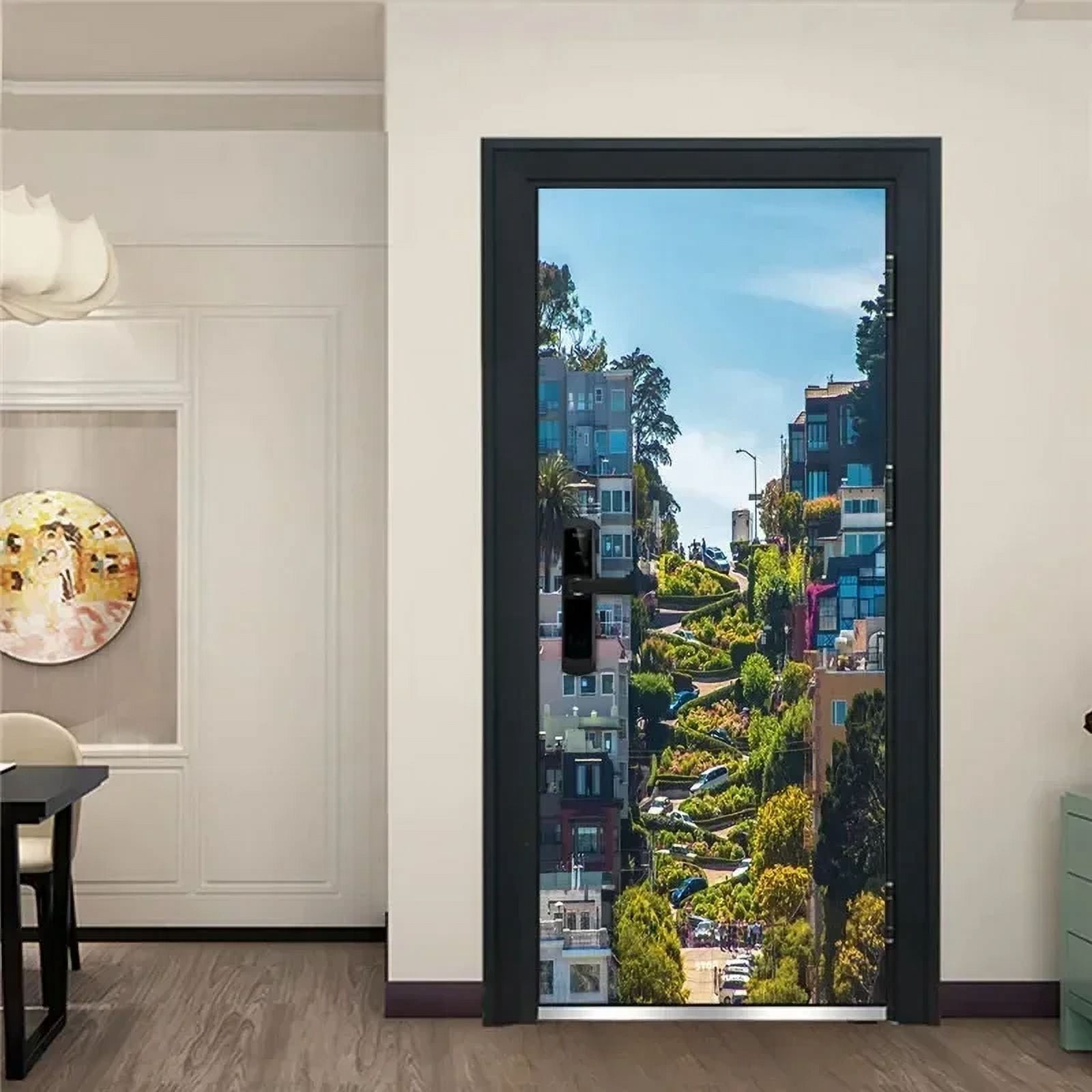 Modern City Building Door Sticker Mural Home Decor Furniture Wall ...