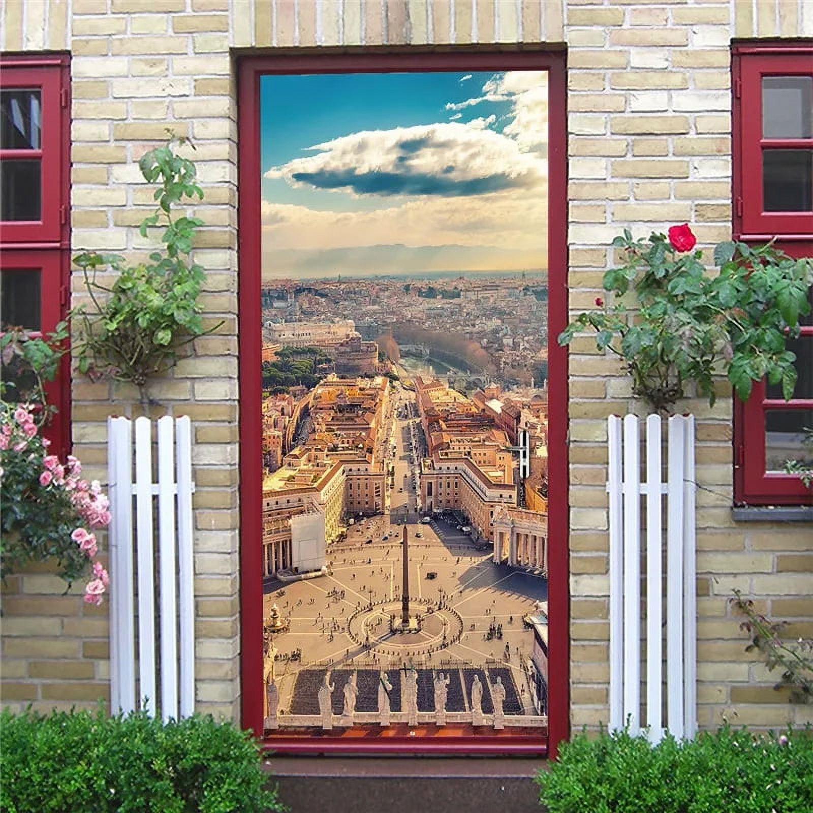Modern City Building Door Sticker Mural Home Decor Furniture Wall ...