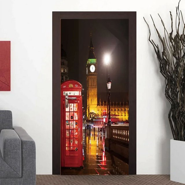 Modern Cityscape Door Sticker Urban Landscape Wallpaper New York ...