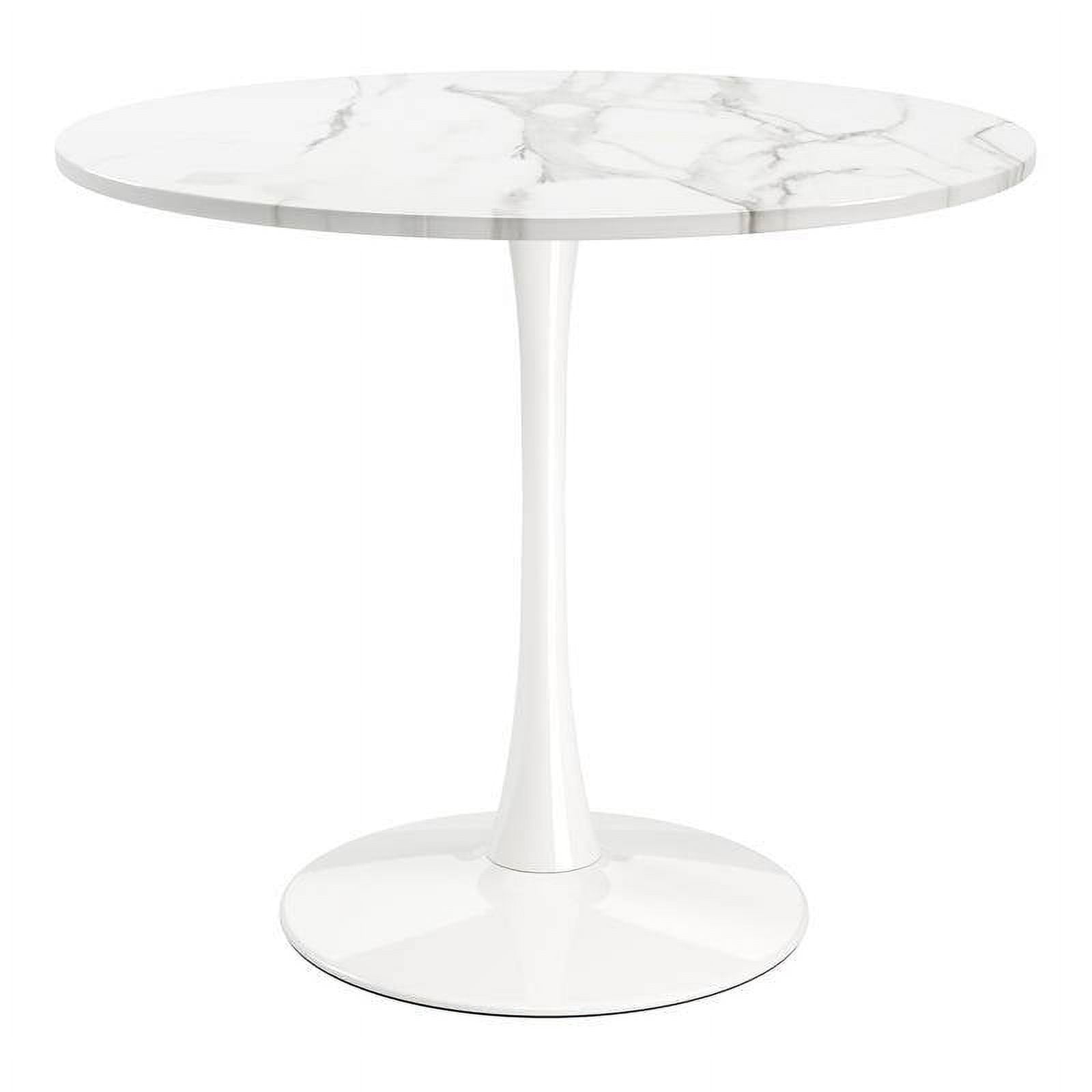 Modern Classic 35-inch Round Pedestal Dining Table Marble Top with ...
