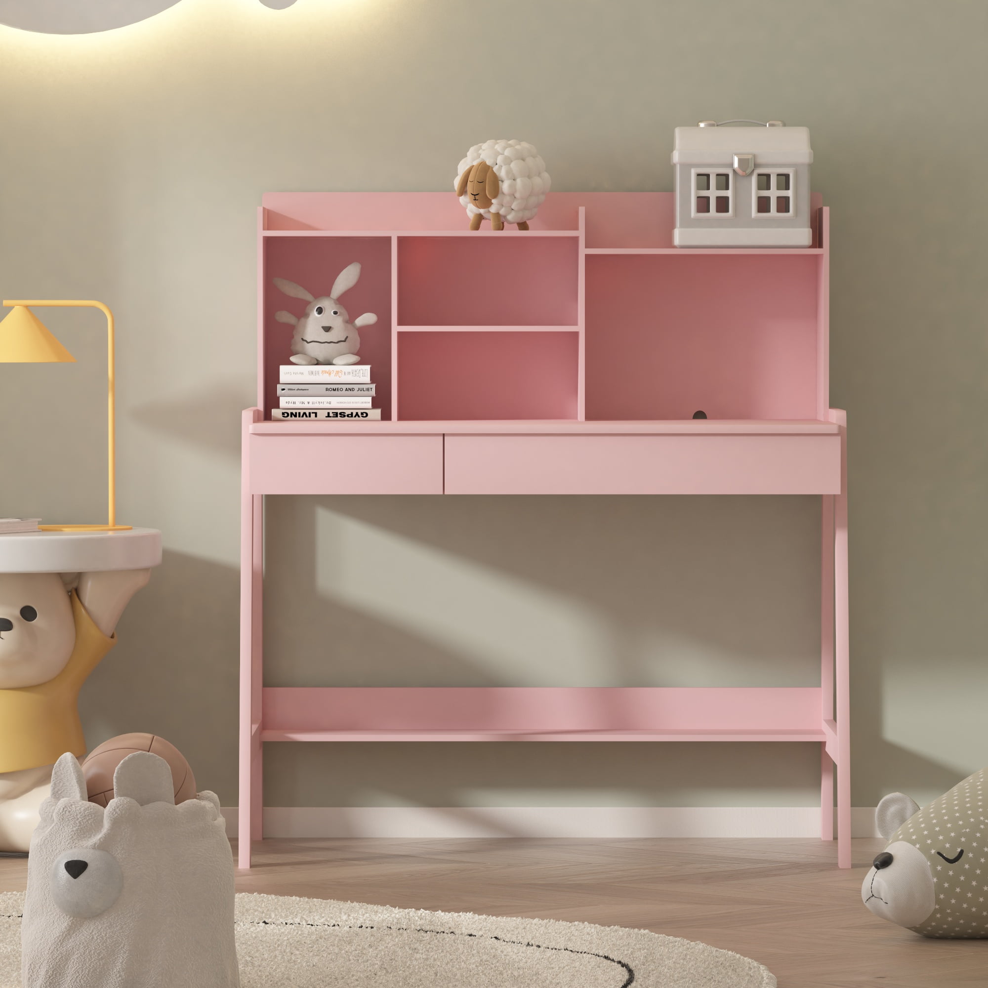 Modern Classic Desk Set, Study Desk and Chair Set For Kids With Storage ...