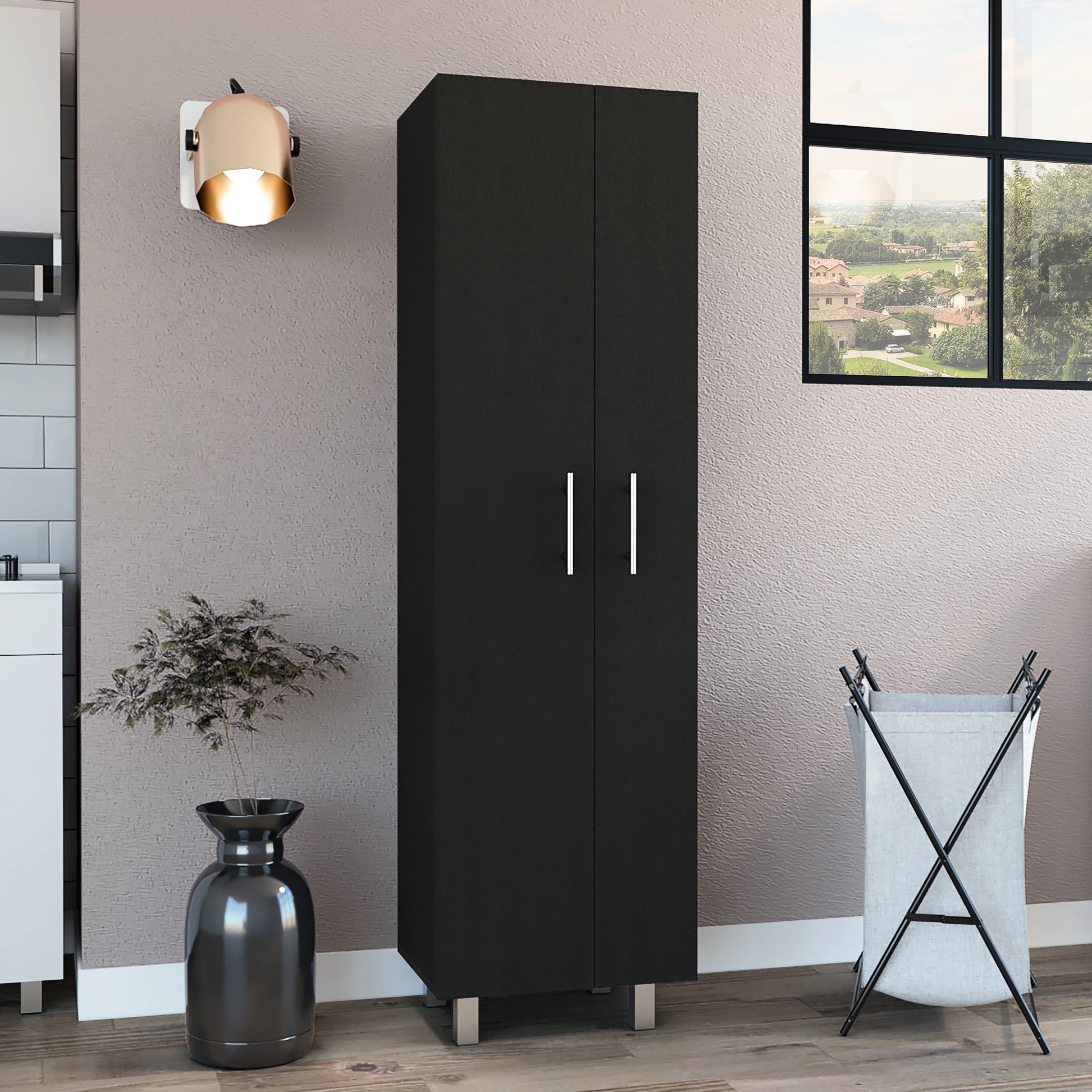 Modern Cleaning Cabinet, Five Shelves And Double Doors - 19.64 In ...